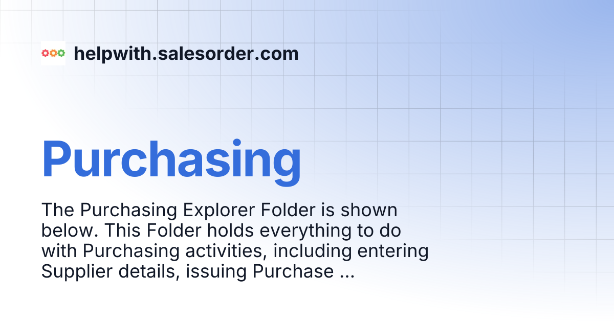 Purchasing | helpwith.salesorder.com